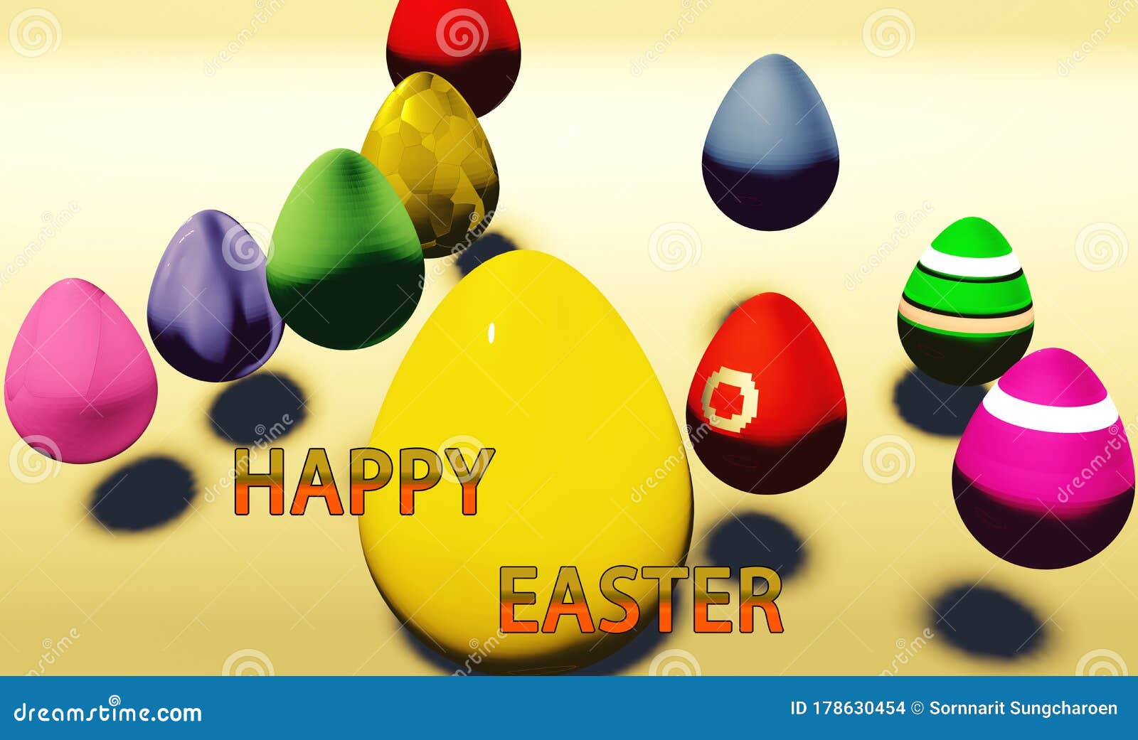 Easter Egg Season Greeting Random Color with Background Stock ...