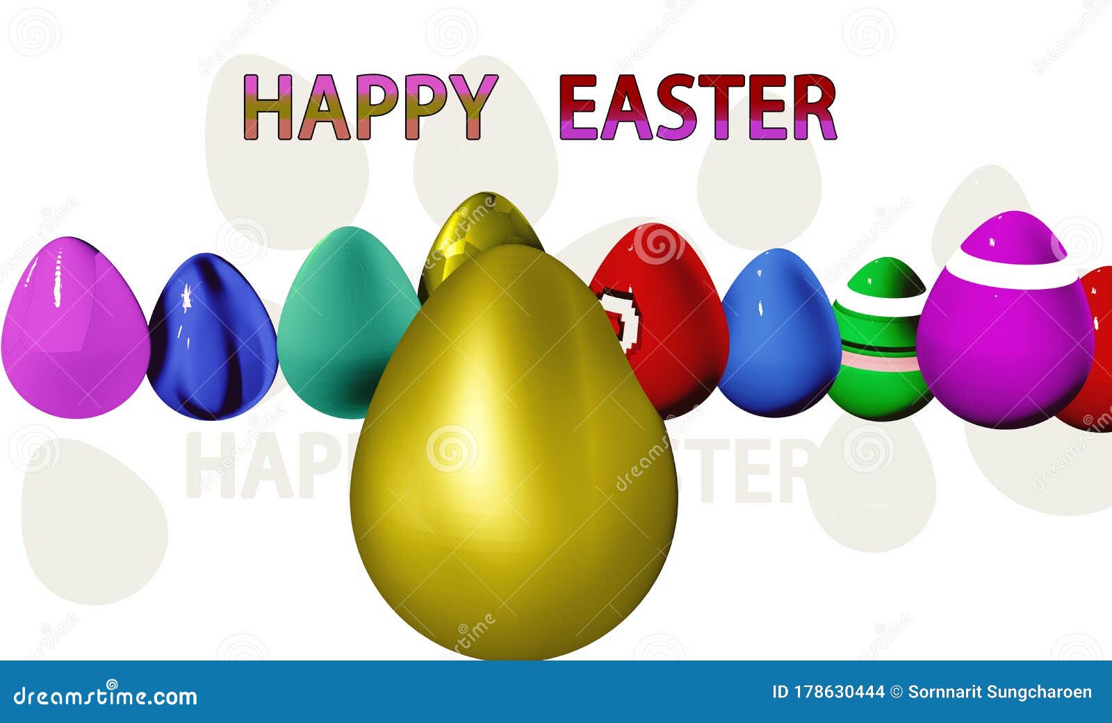Easter Egg Season Greeting Random Color with Background Stock ...