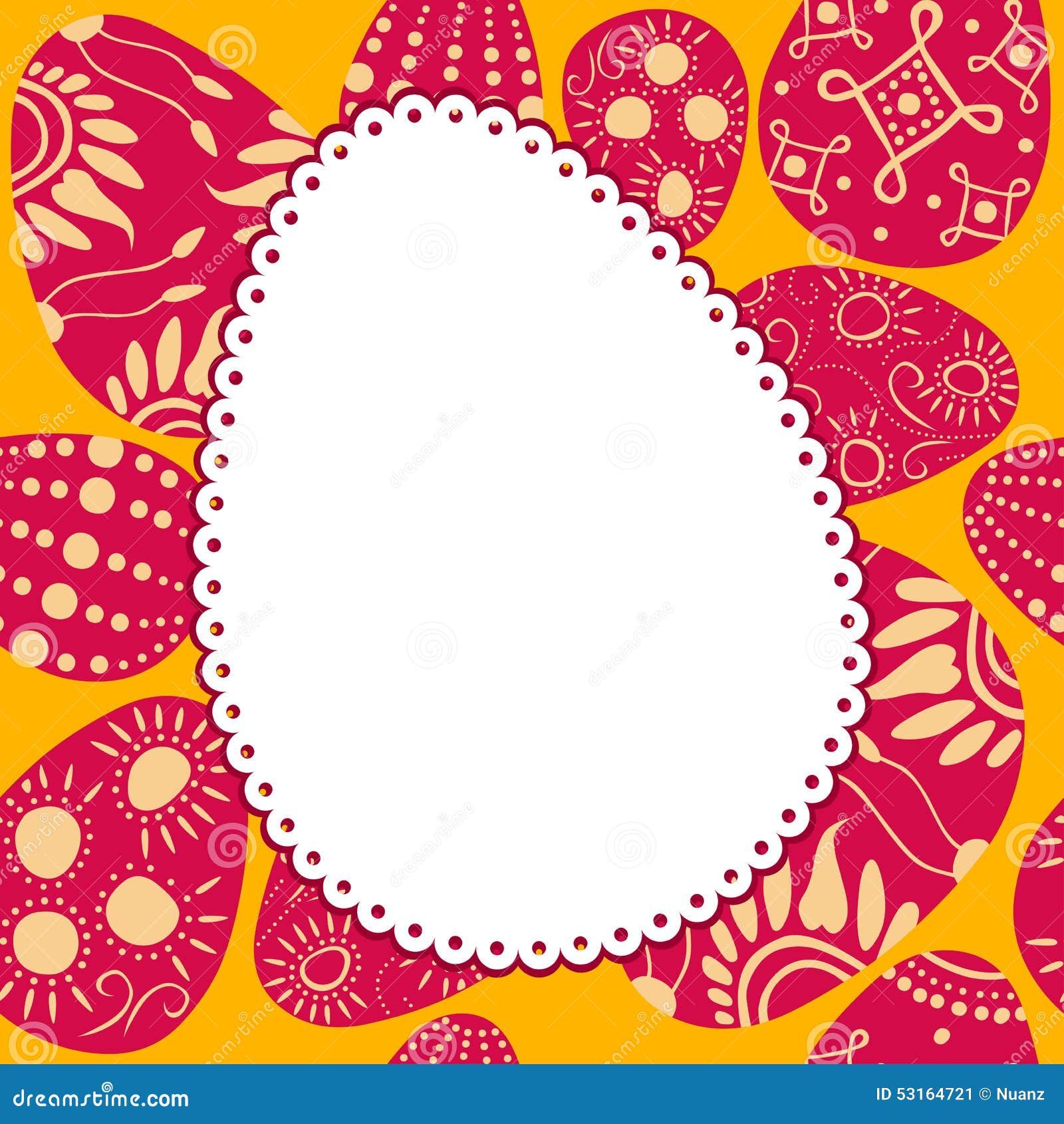 Easter Egg-shaped Frame with Painted Eggs Stock Vector - Illustration ...