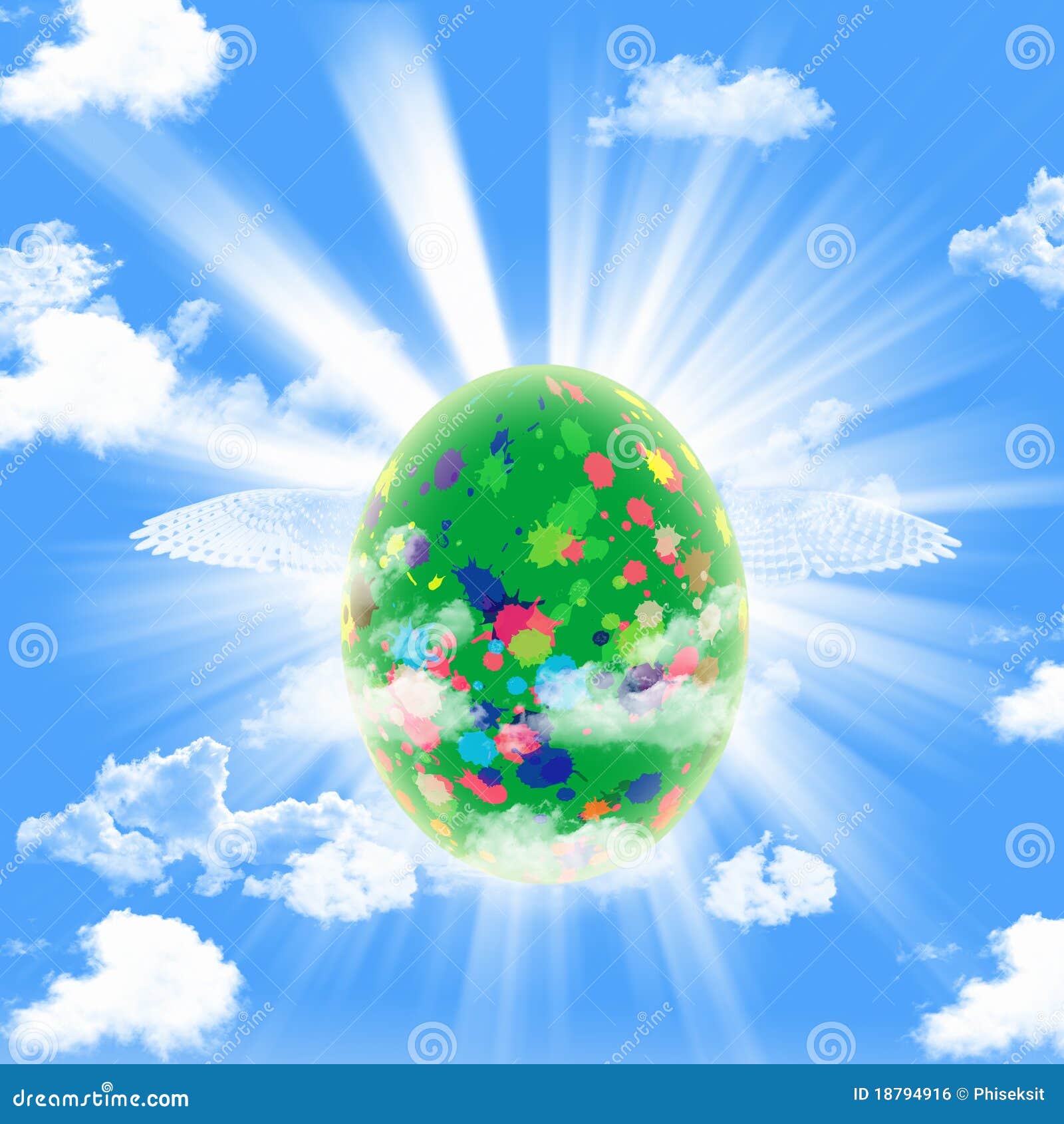 Easter egg on sky stock illustration. Illustration of food - 18794916