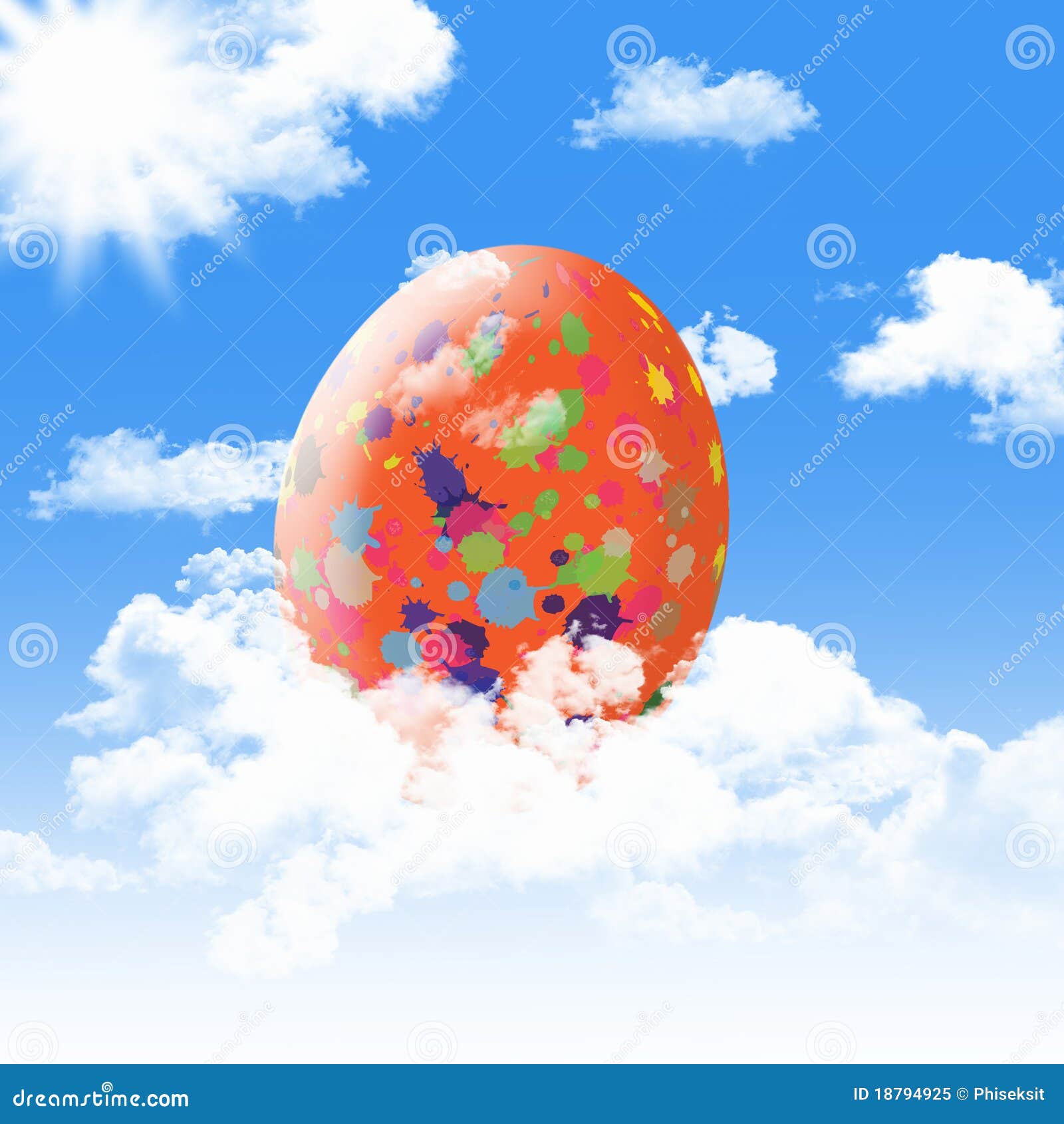Easter egg on sky stock illustration. Illustration of growth - 18794925