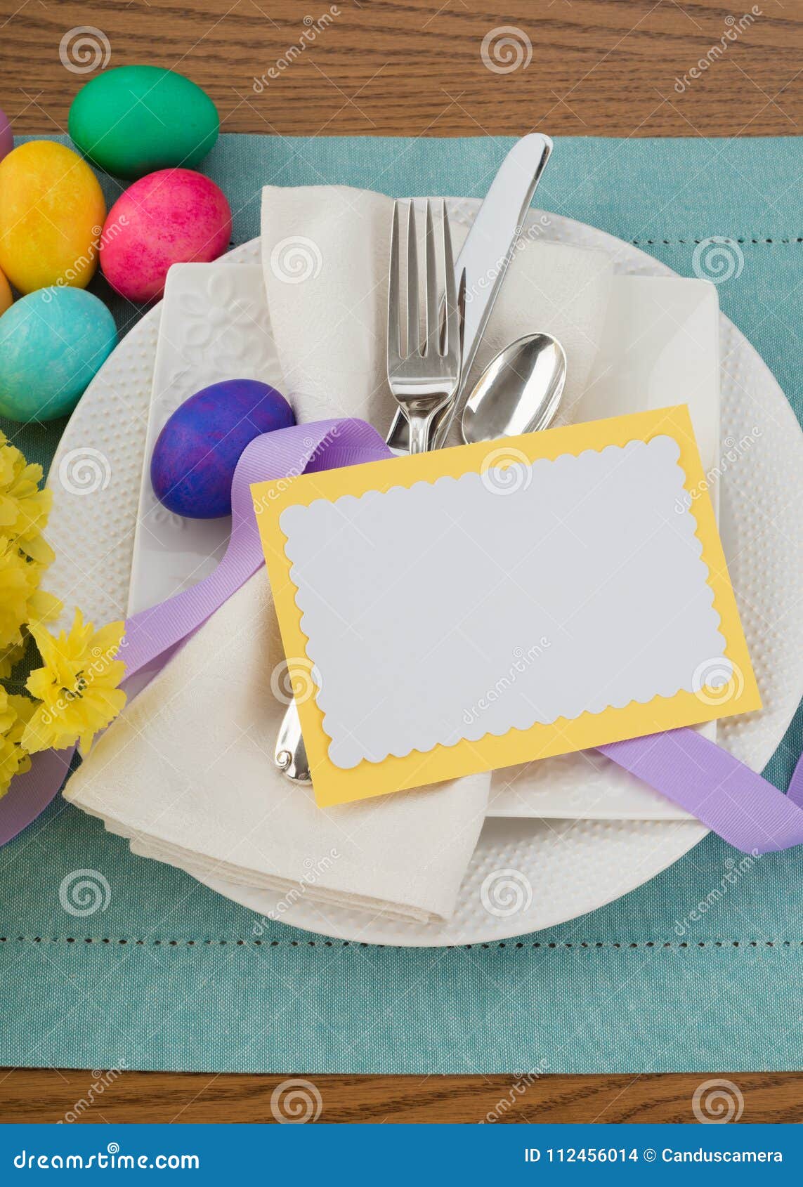 Easter Egg Table Setting with Menu or Invite Card with Room or Space ...