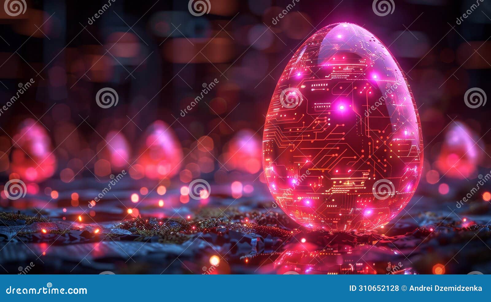 Easter Egg in Tech Futuristic Style. Greeting Card with Abstract 3d Egg ...
