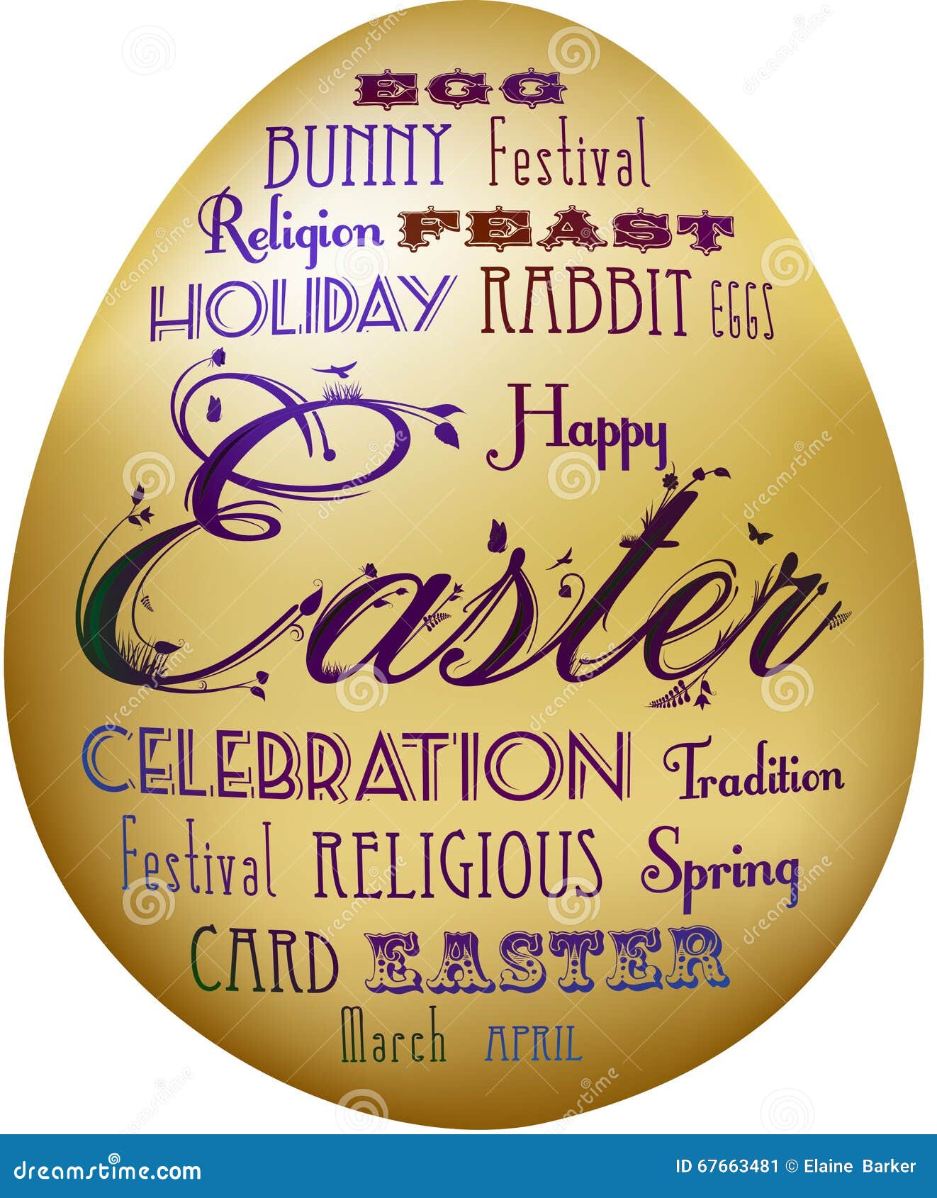 Easter egg with text stock illustration. Illustration of festive - 67663481