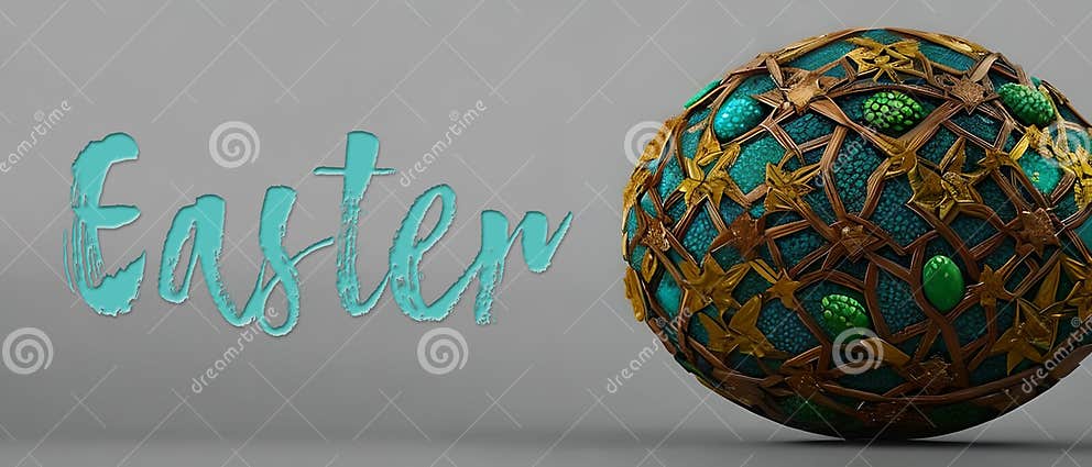 Easter Egg and Easter Title on Grey Background Web Header Banner ...
