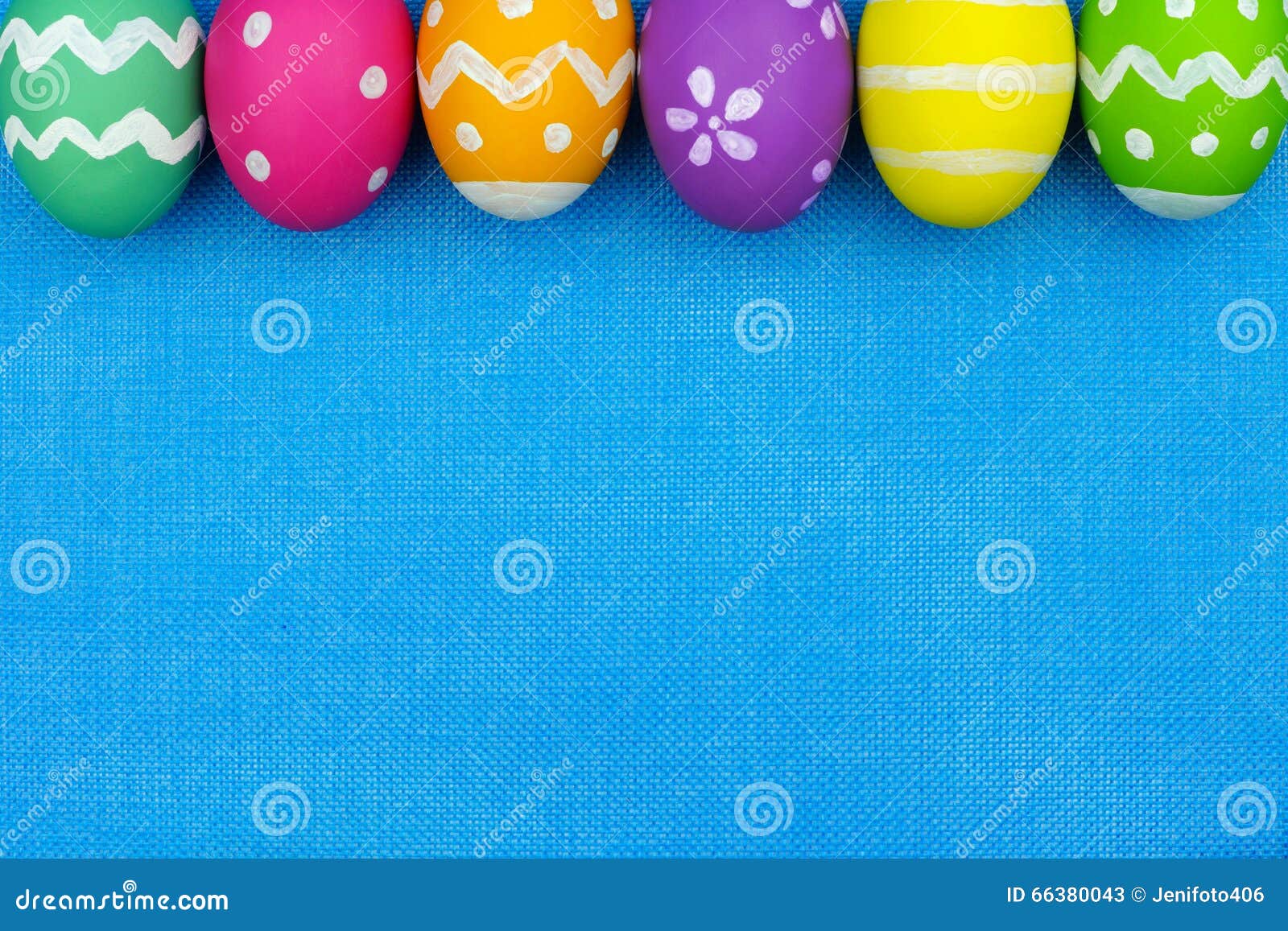 Easter Egg Top Border Over Blue Burlap Background Stock Image - Image ...