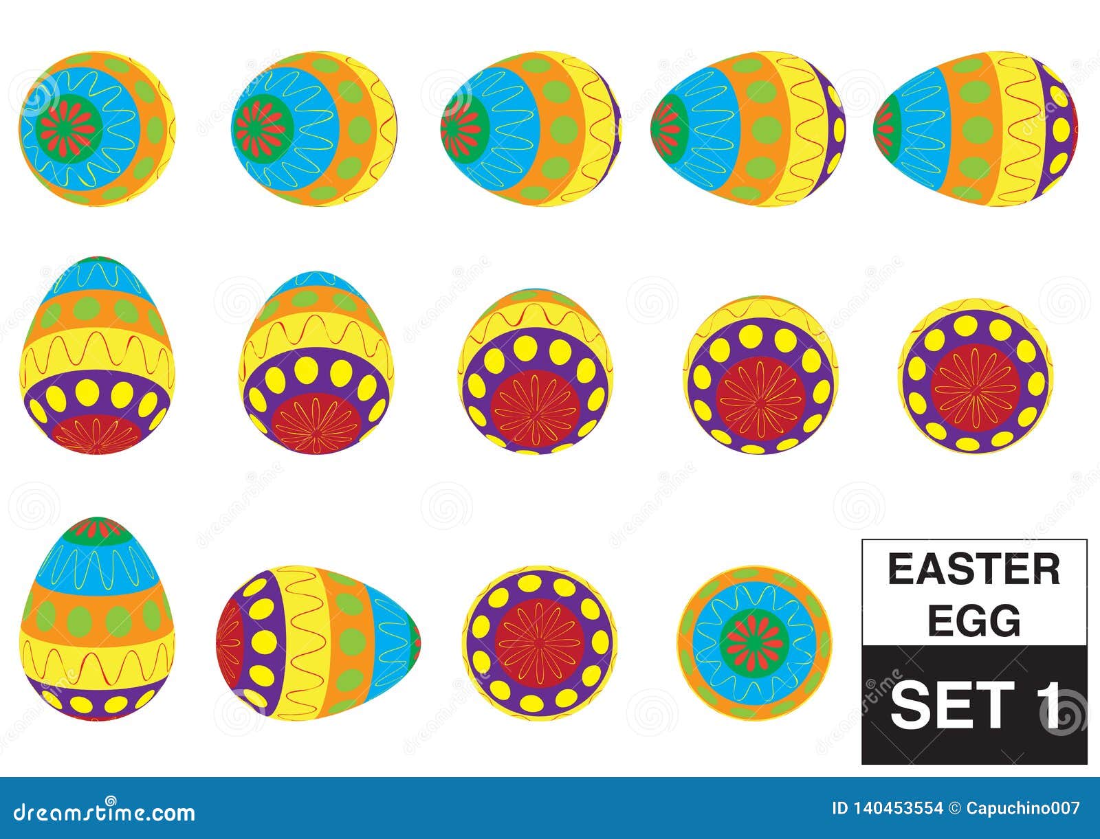 Easter Egg Vector Set and Different View Stock Vector - Illustration of ...