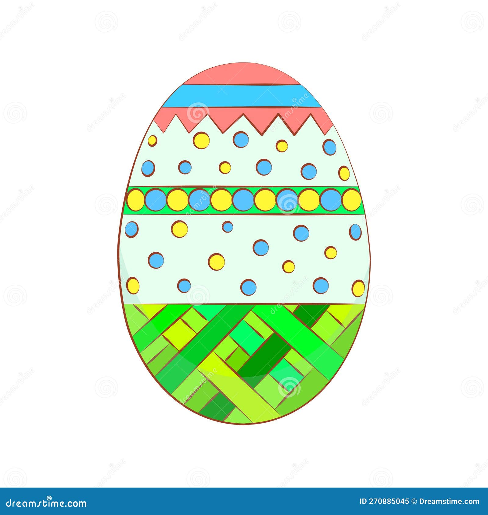Colorfully Decorated Easter Egg. Cute Cartoon Vector Egg Stock Vector ...