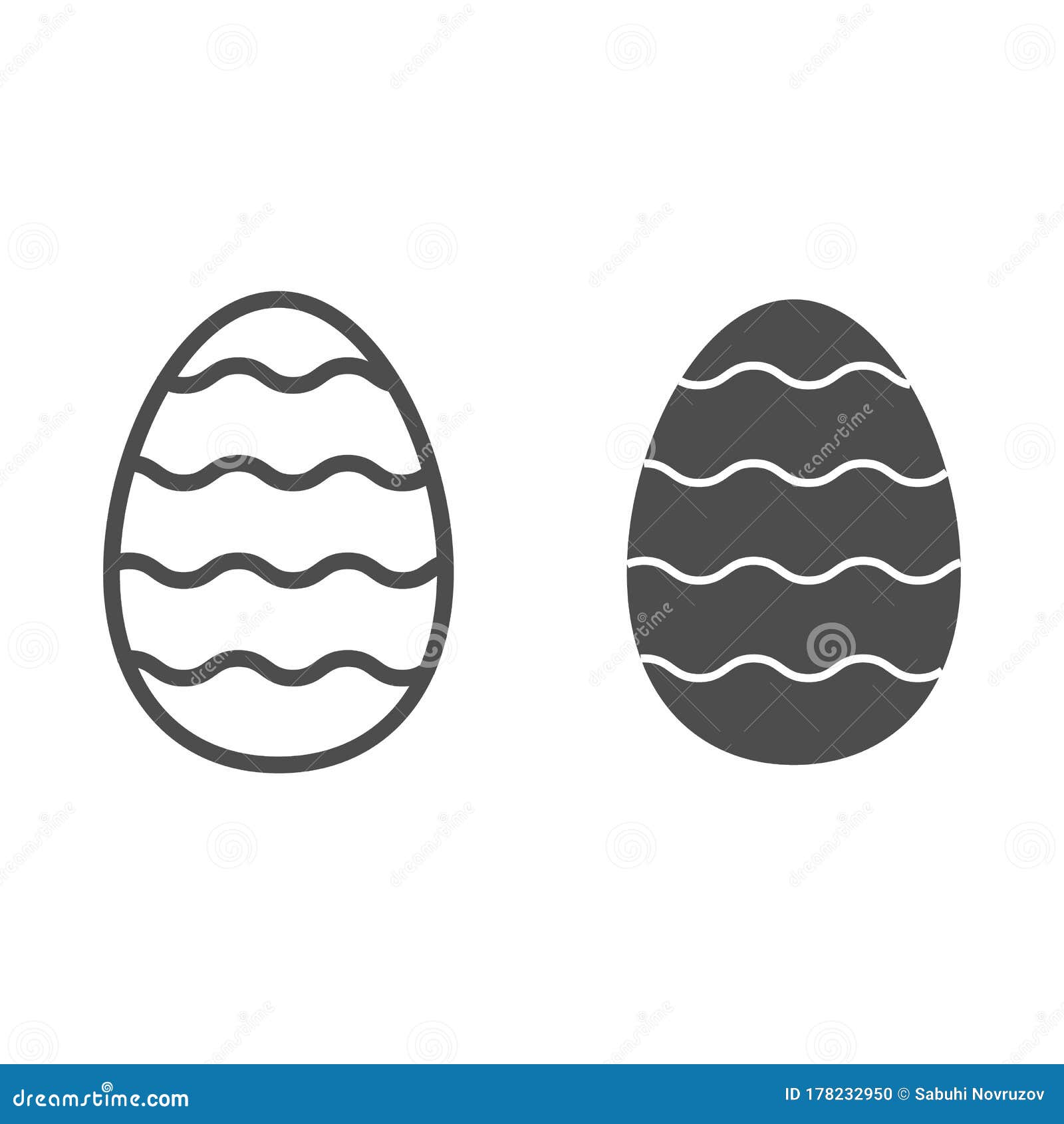 Easter Egg with Wavy Pattern Line and Solid Icon. Traditional Eggs Gift ...