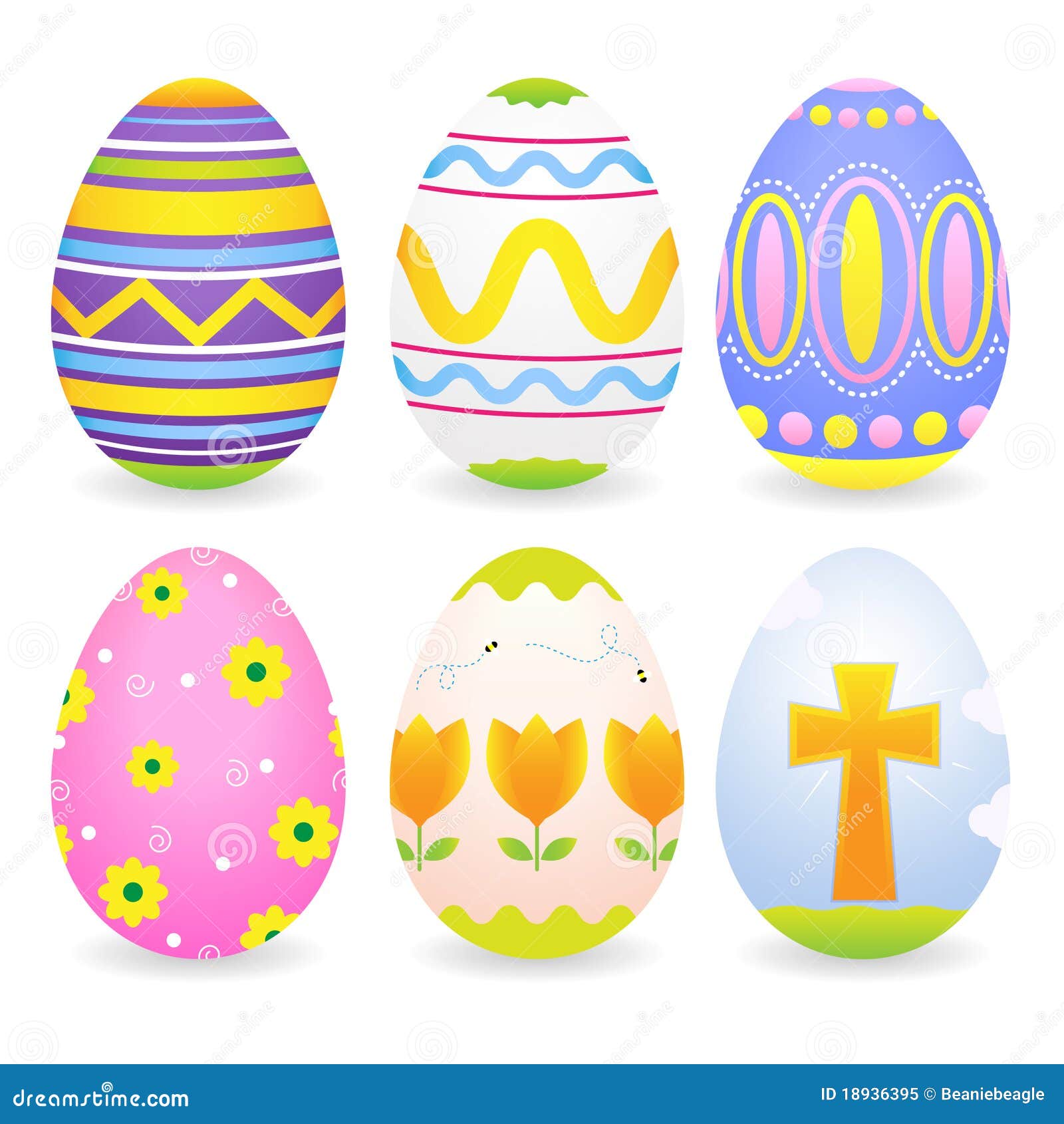 Easter Eggs Shapes With Bunny Ears Silhouette - Set Vector Illustration ...