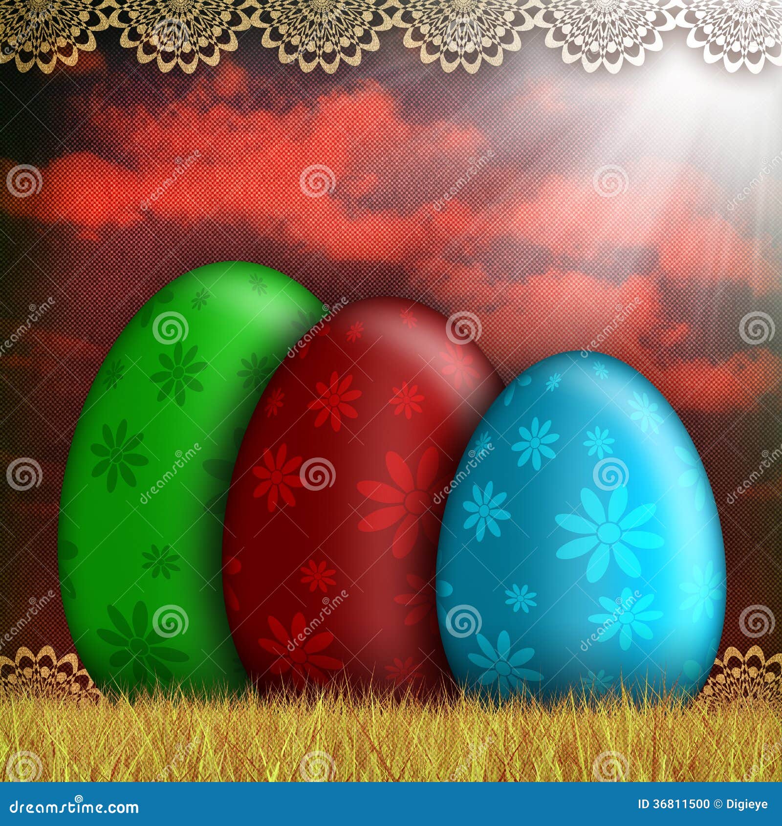 Easter Eggs on Abstract Background Stock Illustration - Illustration of ...