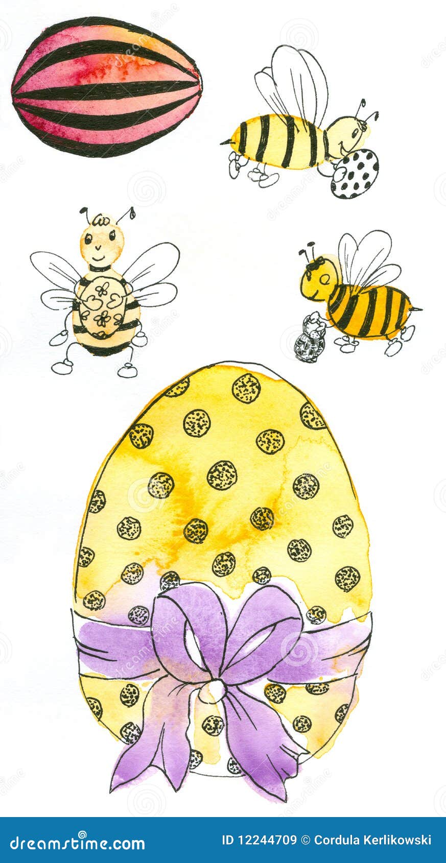 Easter Eggs Anfd Honey Bees Stock Illustration - Illustration of honey ...