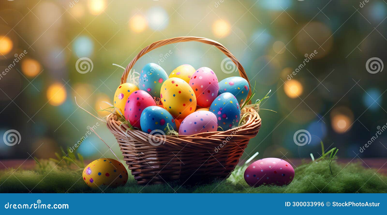 Easter Eggs in a Basket with Blur Background Stock Illustration ...