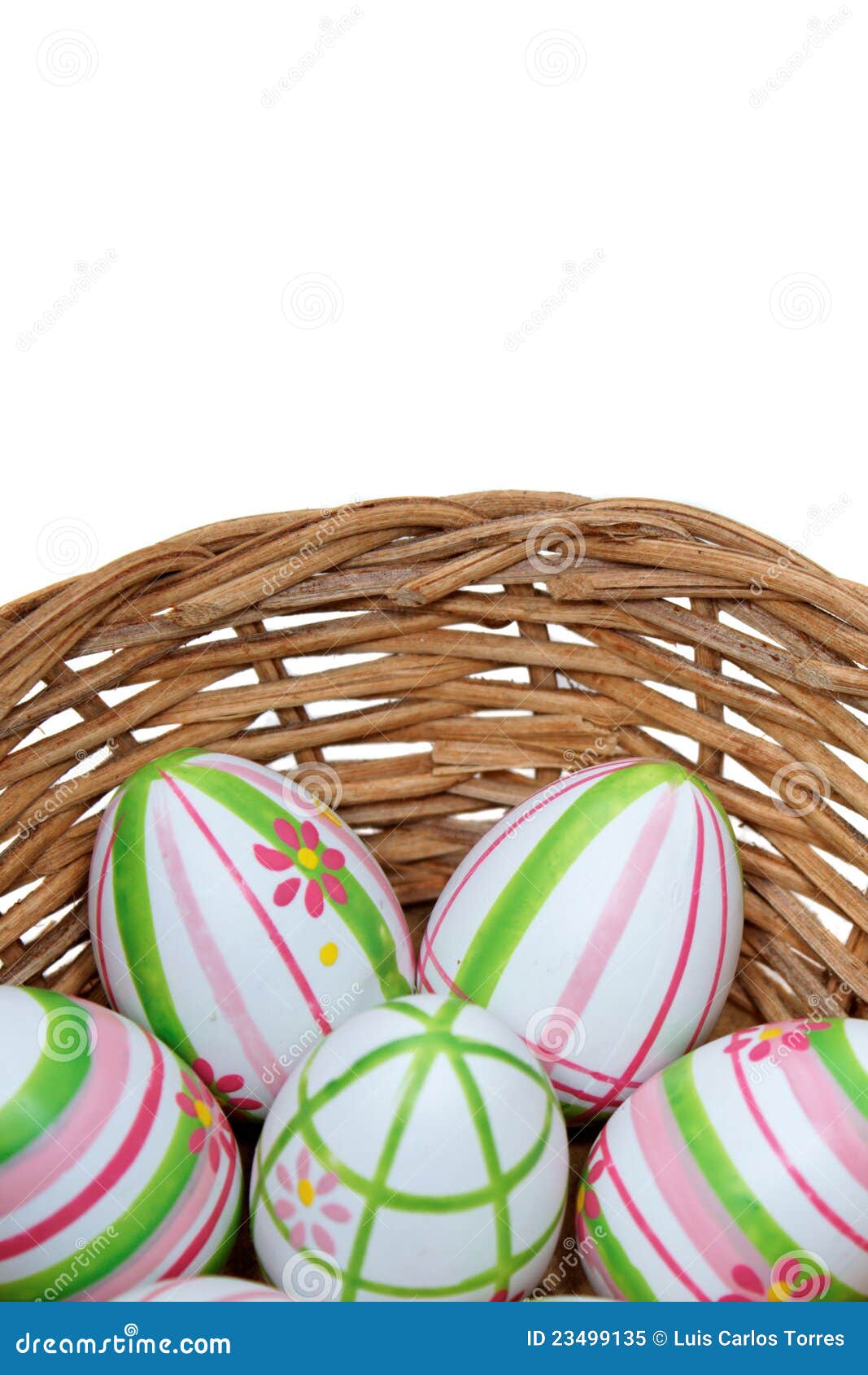 Easter Eggs in a Basket from Bottom Stock Image - Image of cocoa ...