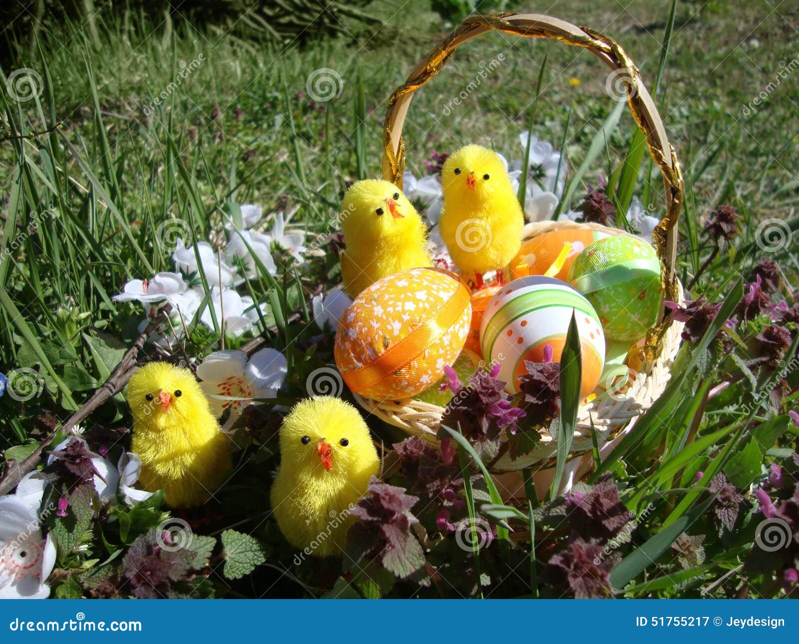 Easter Eggs in Basket, with Chickens Stock Image - Image of fresh ...