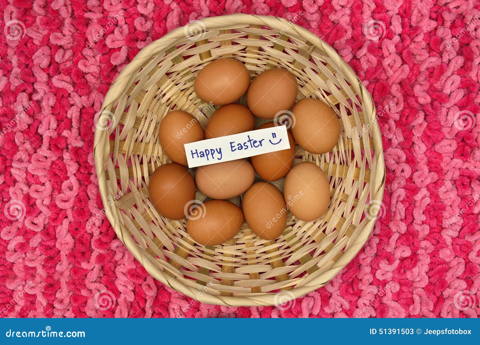 Easter Eggs in Basket with Note Stock Image - Image of happy, bright ...
