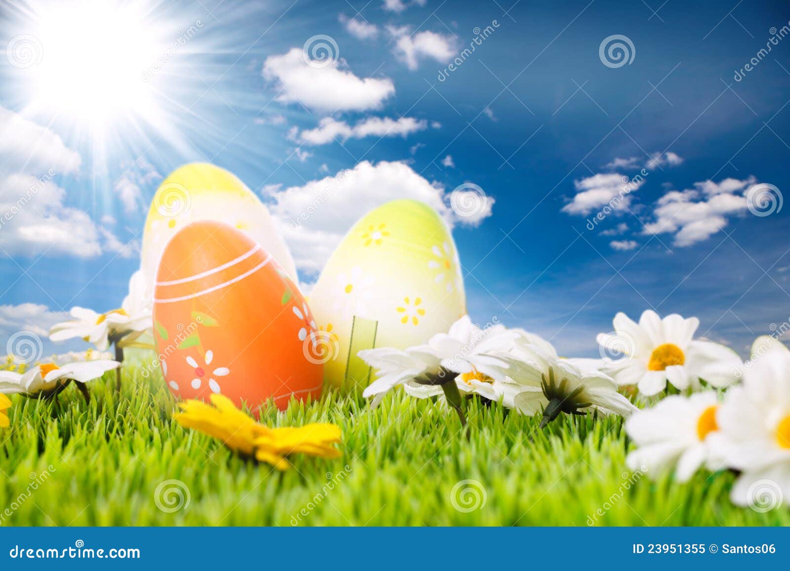Easter Eggs before Blue Sky Stock Image - Image of seasonal, vibrant ...