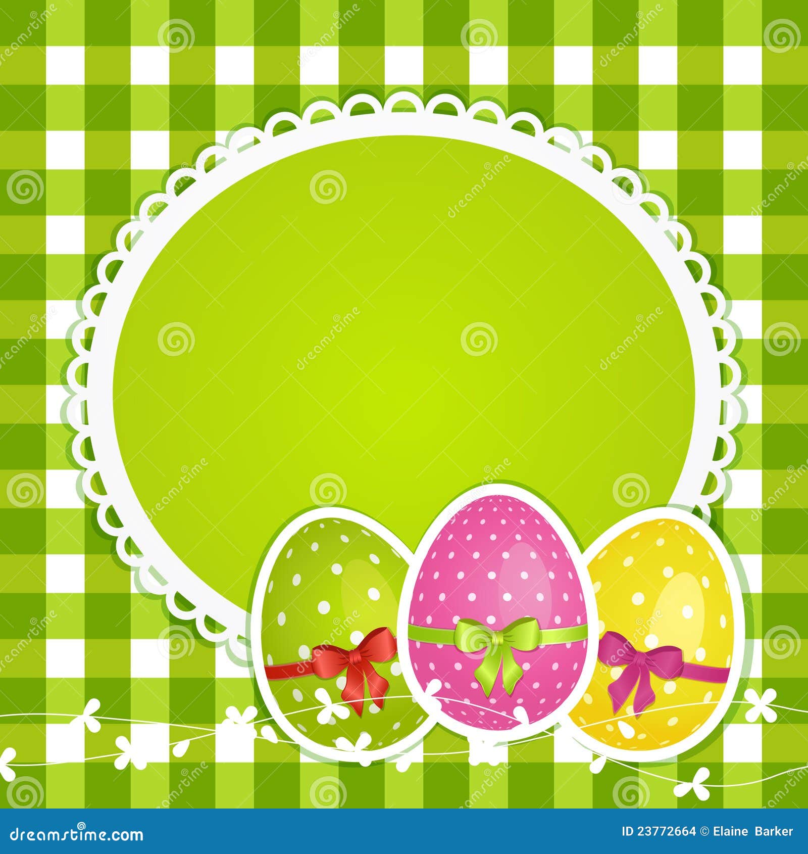Easter Eggs and Border on Green Gingham Stock Vector - Illustration of celebration, polka: 23772664