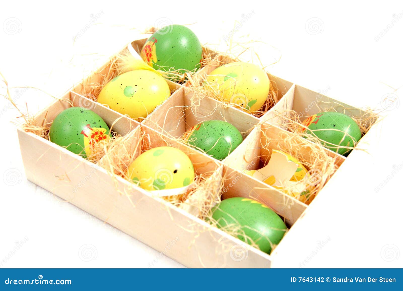 Easter eggs in a box stock photo. Image of nine, green - 7643142