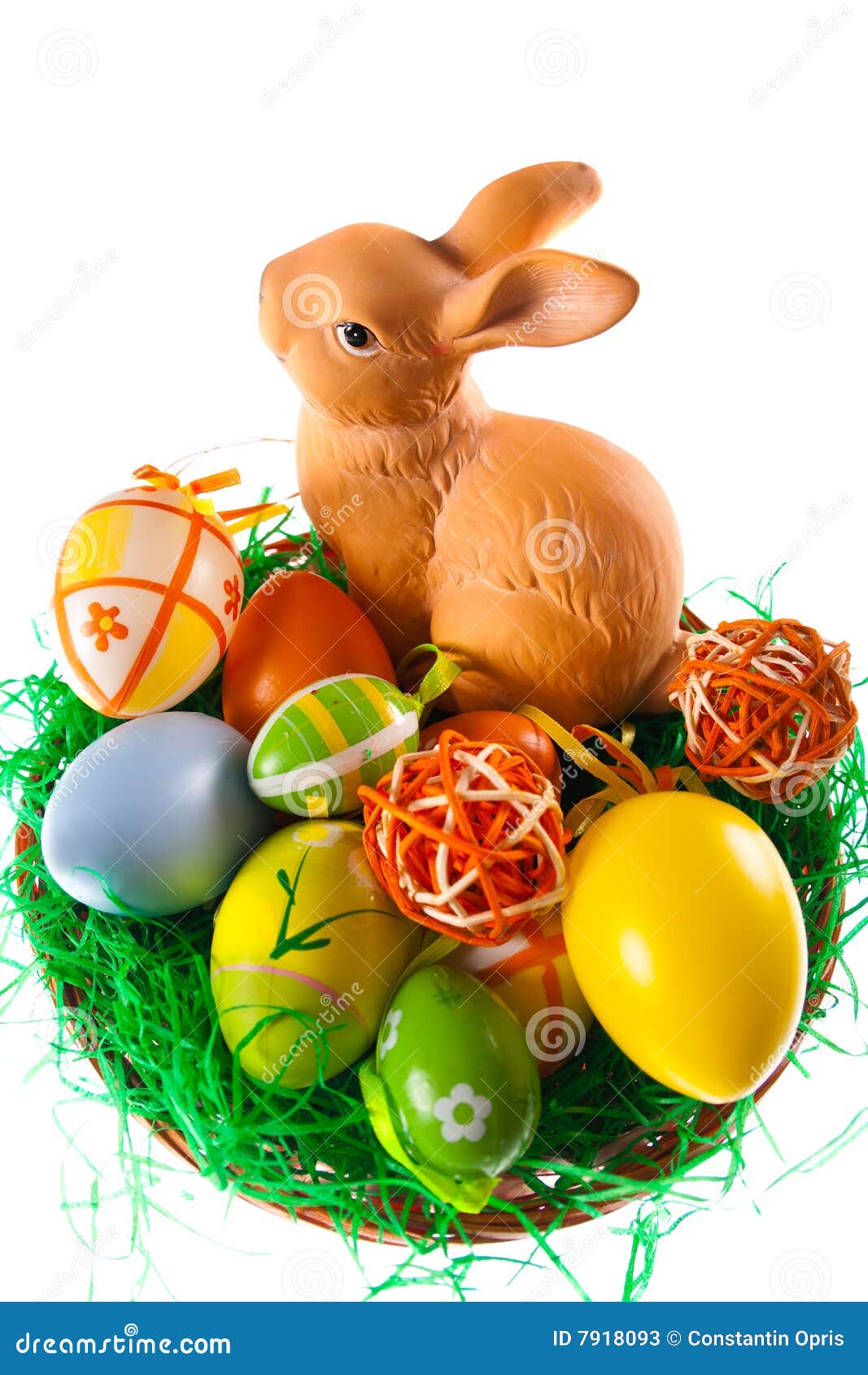 Easter eggs and bunny stock image. Image of indoors, background - 7918093