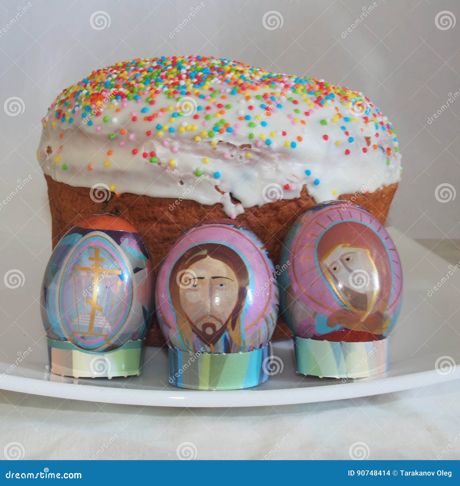 Easter Eggs and Cake. Christian Tradition Stock Photo - Image of mary ...