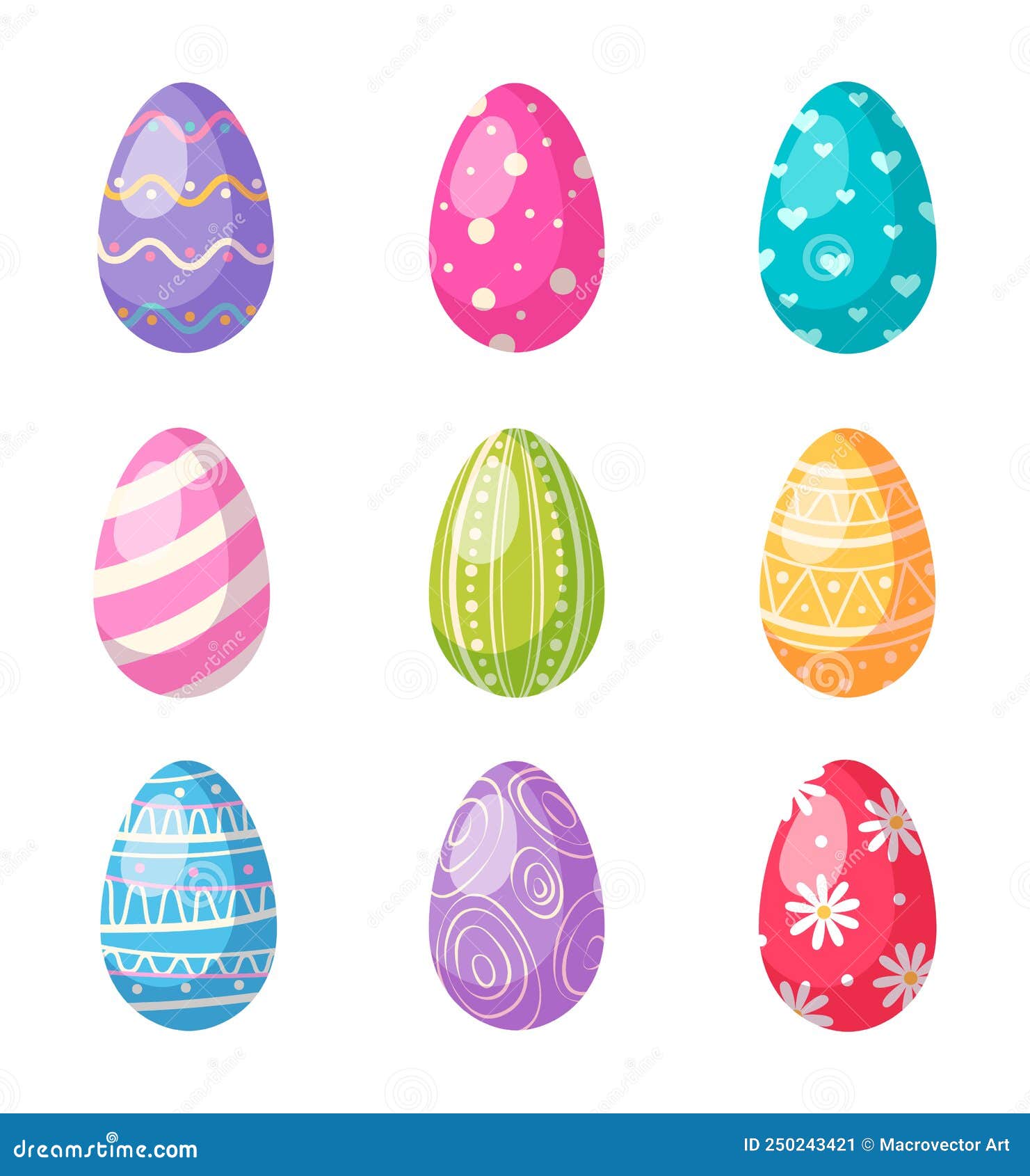 Easter Eggs Cartoon Set stock vector. Illustration of balloon - 250243421