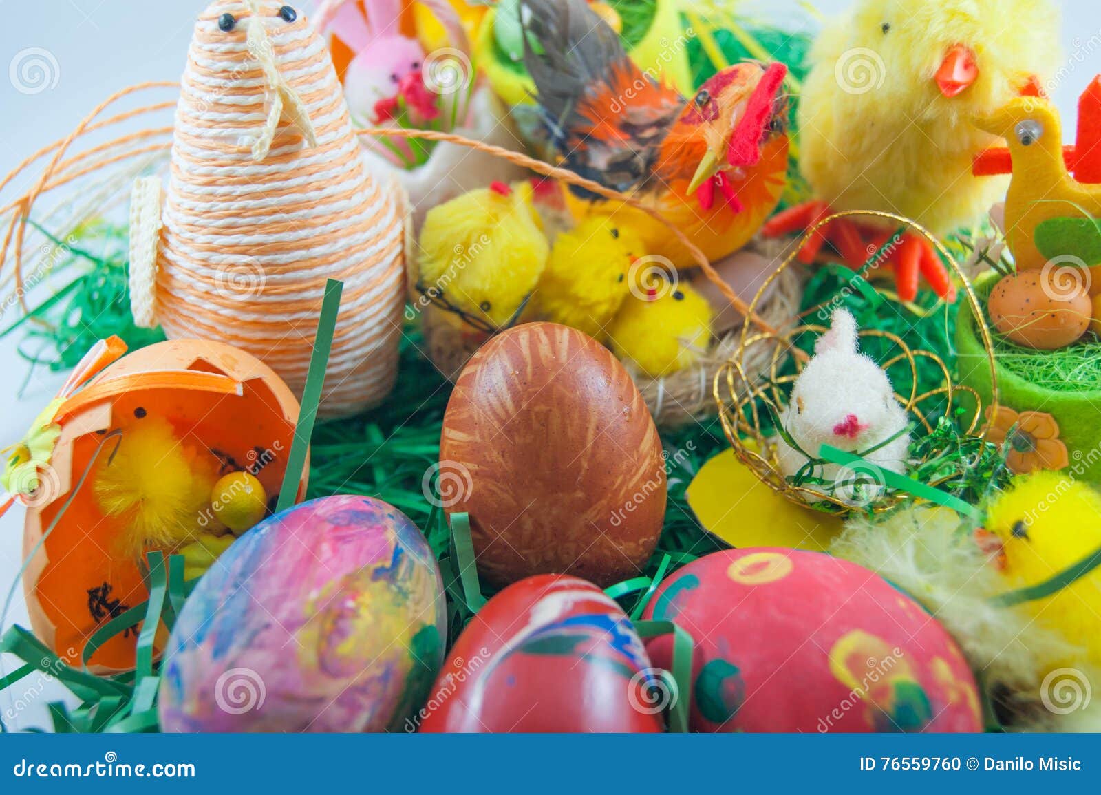 Easter Eggs with Chickens and Bunny Stock Photo - Image of traditional ...