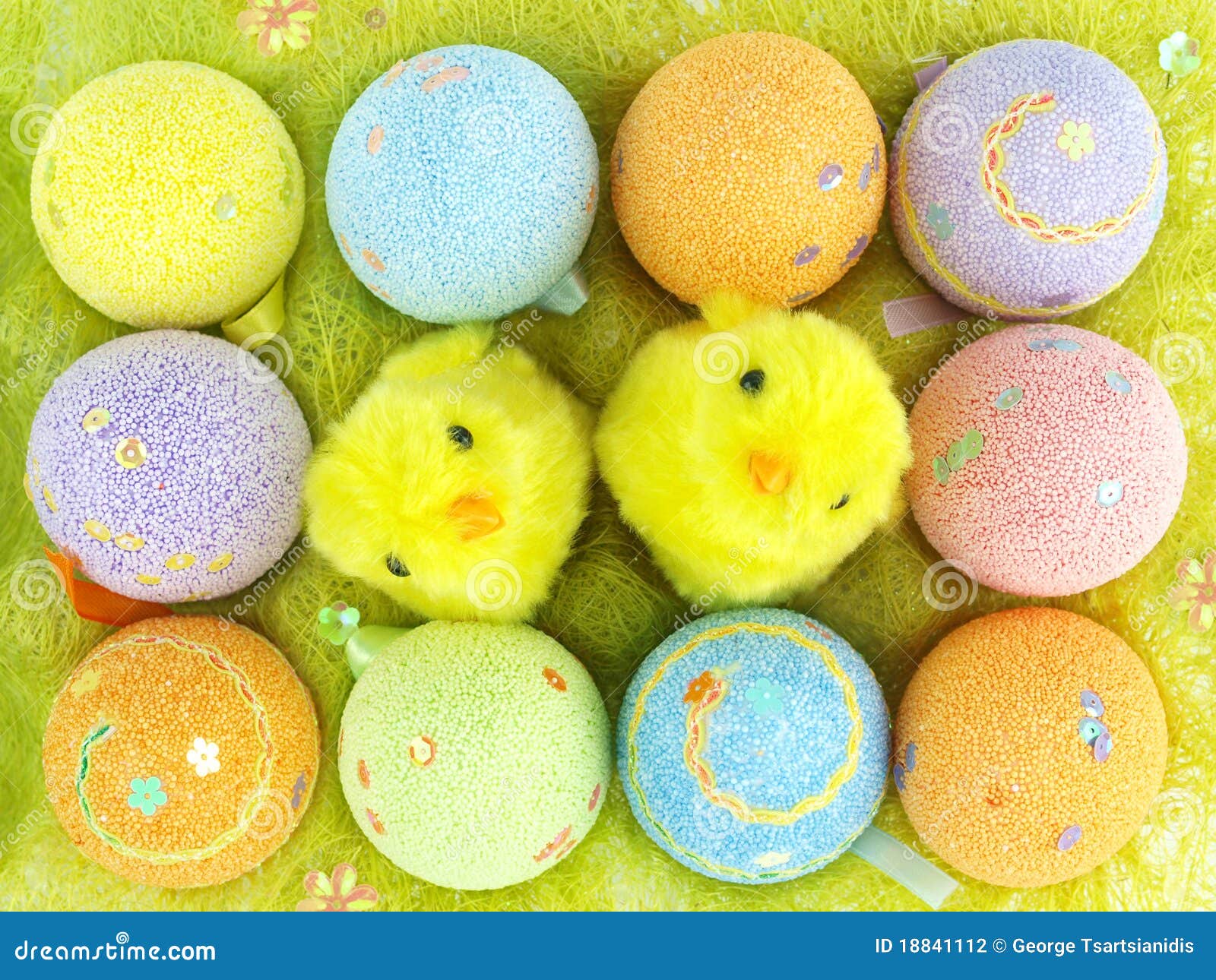 Easter Eggs and Chickens in an Eggs Case Stock Photo - Image of cute ...