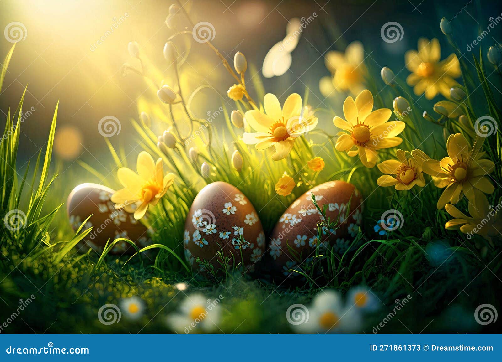 Easter Eggs and Chickens. Happy Easter Background Stock Illustration ...