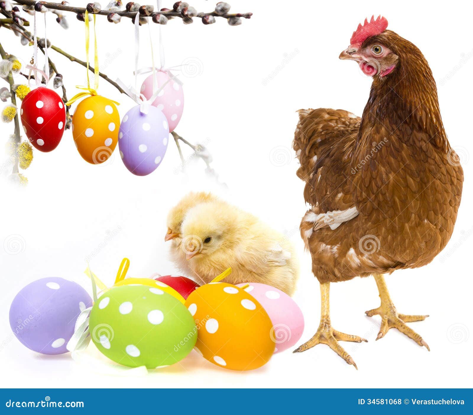 Easter eggs and chickens stock photo. Image of domestic - 34581068