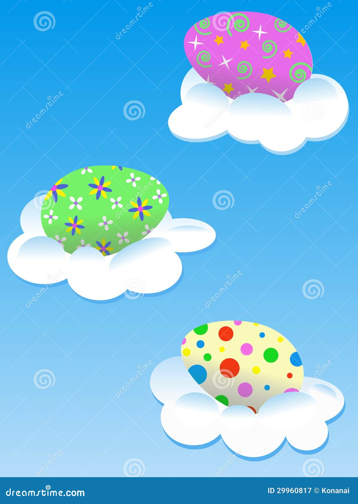 Easter eggs in the clouds stock vector. Illustration of easter - 29960817