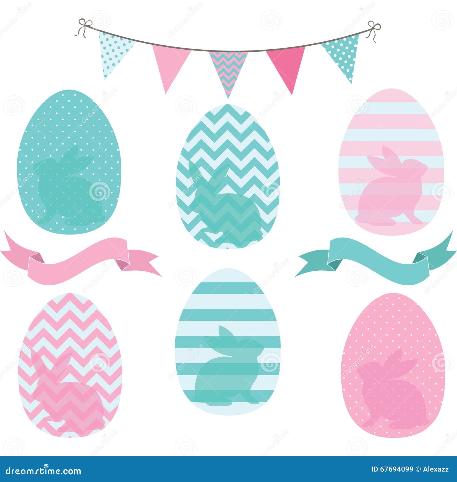 Easter Eggs Collections.Eggs Pattern,Bunting,Banner Stock Vector ...