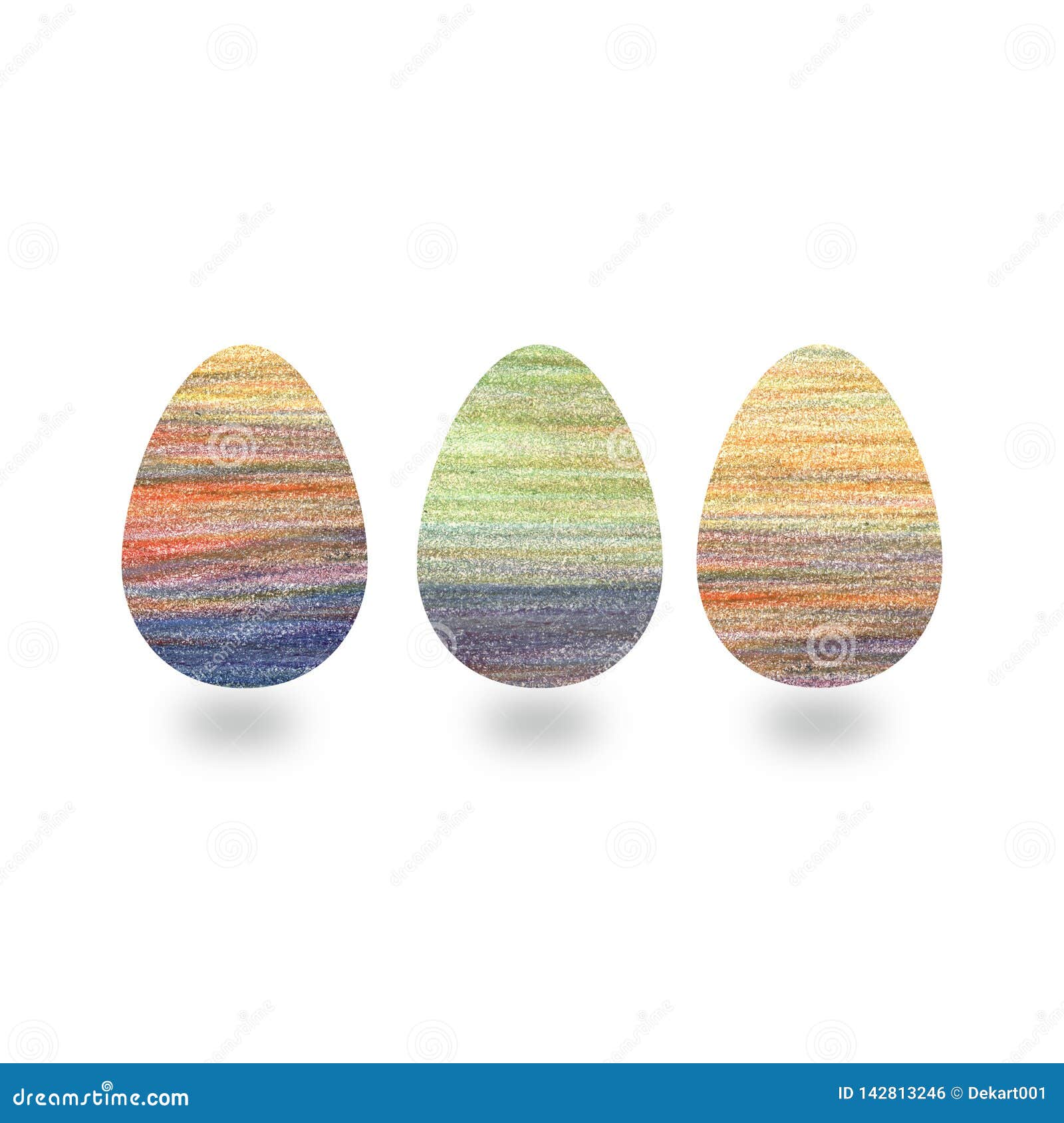 Easter Eggs with Color Pencil Crayon Strokes, Hand Drawn Element and ...