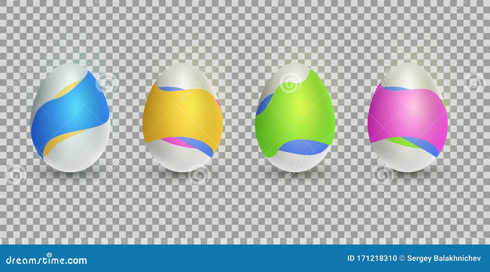Easter Eggs and Colorful Pattern of Wavy Shapes. Liquid Design ...