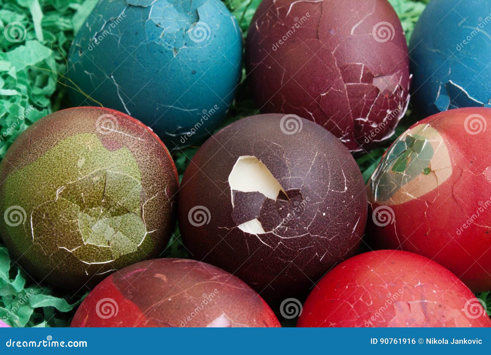 Easter eggs after cracking stock photo. Image of tradition - 90761916