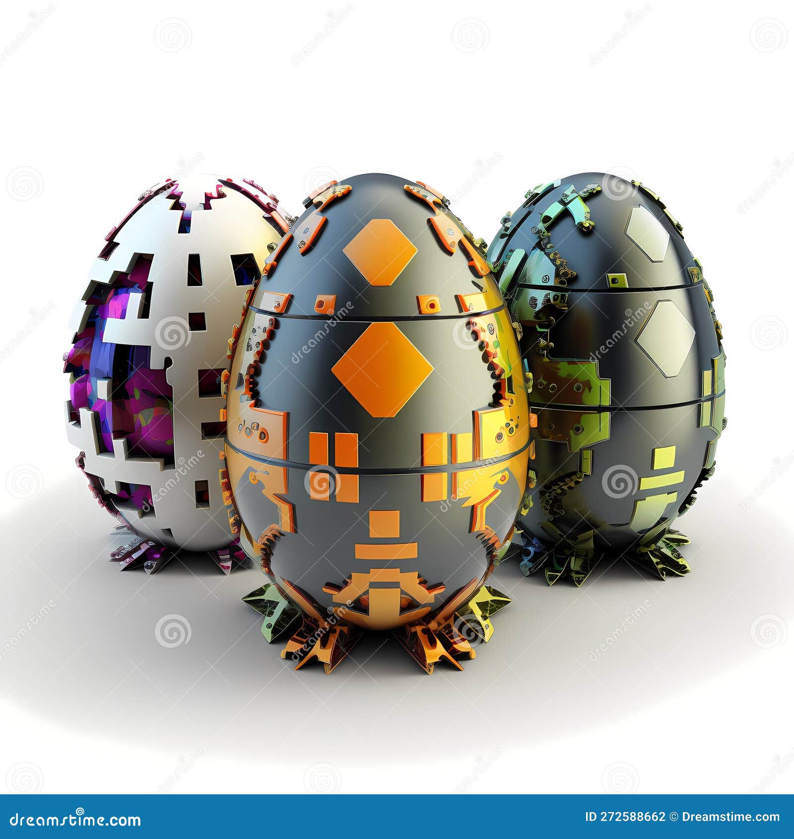 Cyber Punk Easter Eggs. Generative AI Stock Illustration - Illustration ...