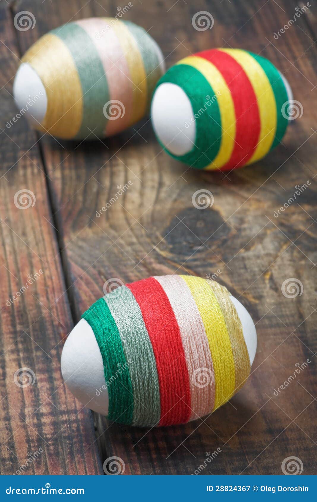 Easter Eggs Decorated with Woolen Threads Stock Image - Image of spring ...