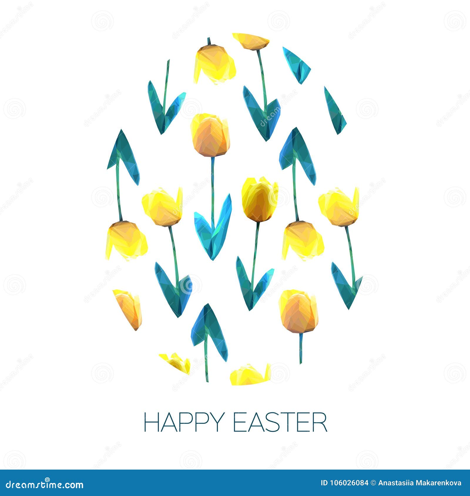 Easter Eggs Decoration with Tulip Flower Pattern. Vector Illustration ...