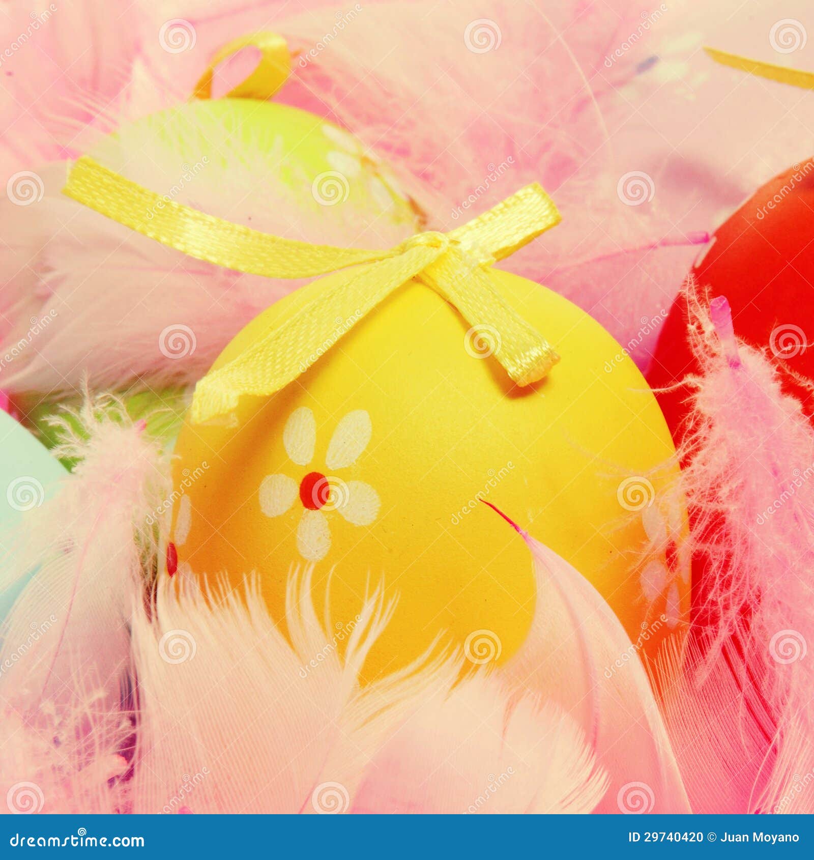 Easter eggs and feathers stock photo. Image of colorful - 29740420