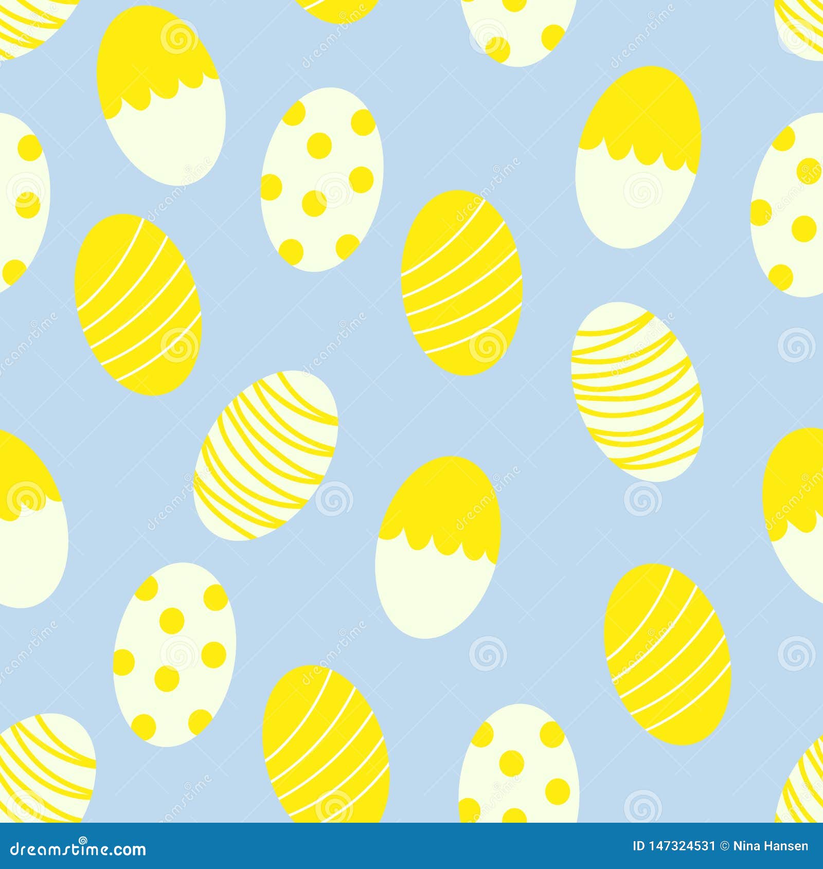 Easter Eggs with Dots and Stripes Seamless Pattern Print Background ...