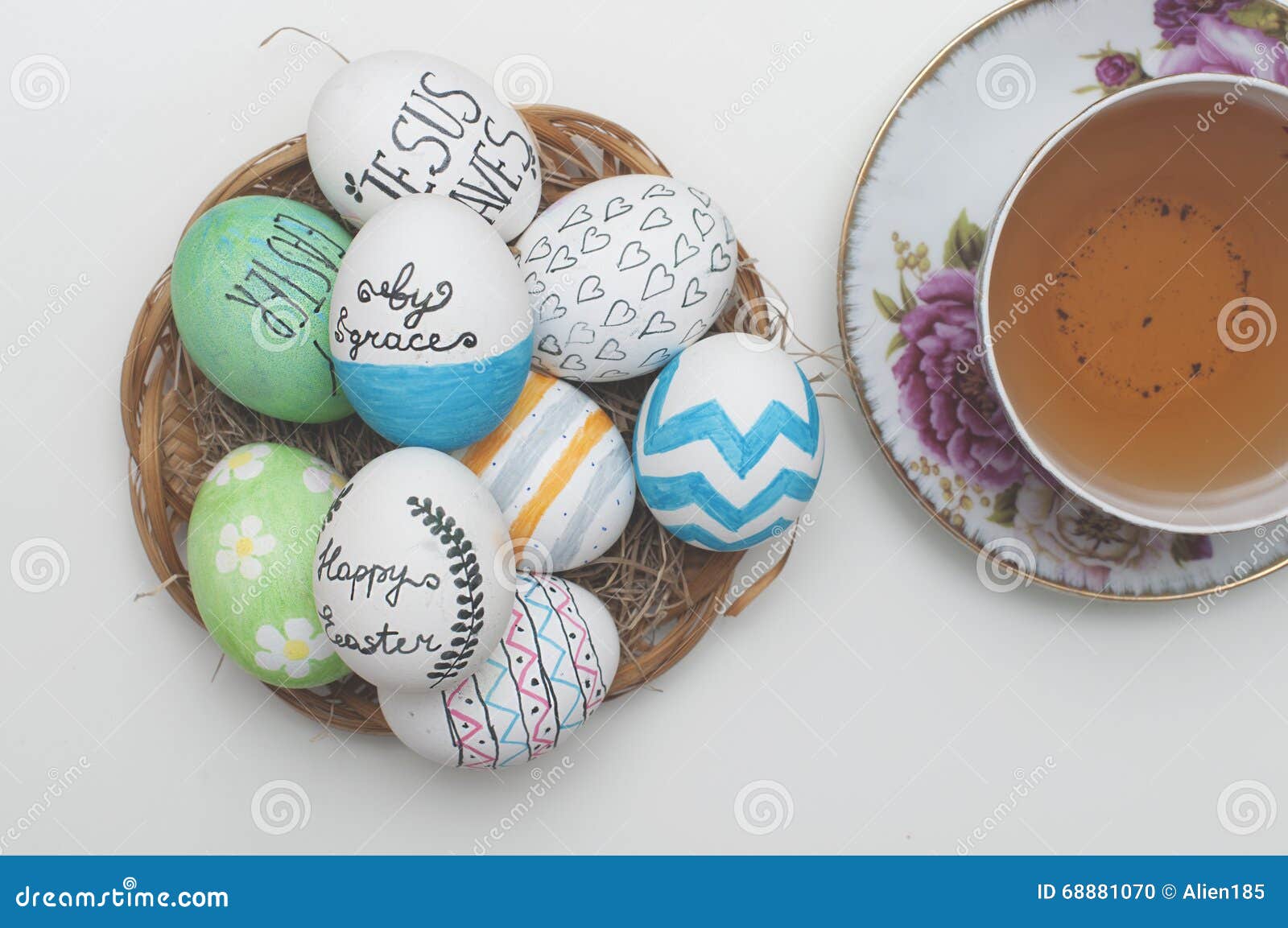 Easter Eggs and English Tea Stock Photo - Image of ancient, food: 68881070