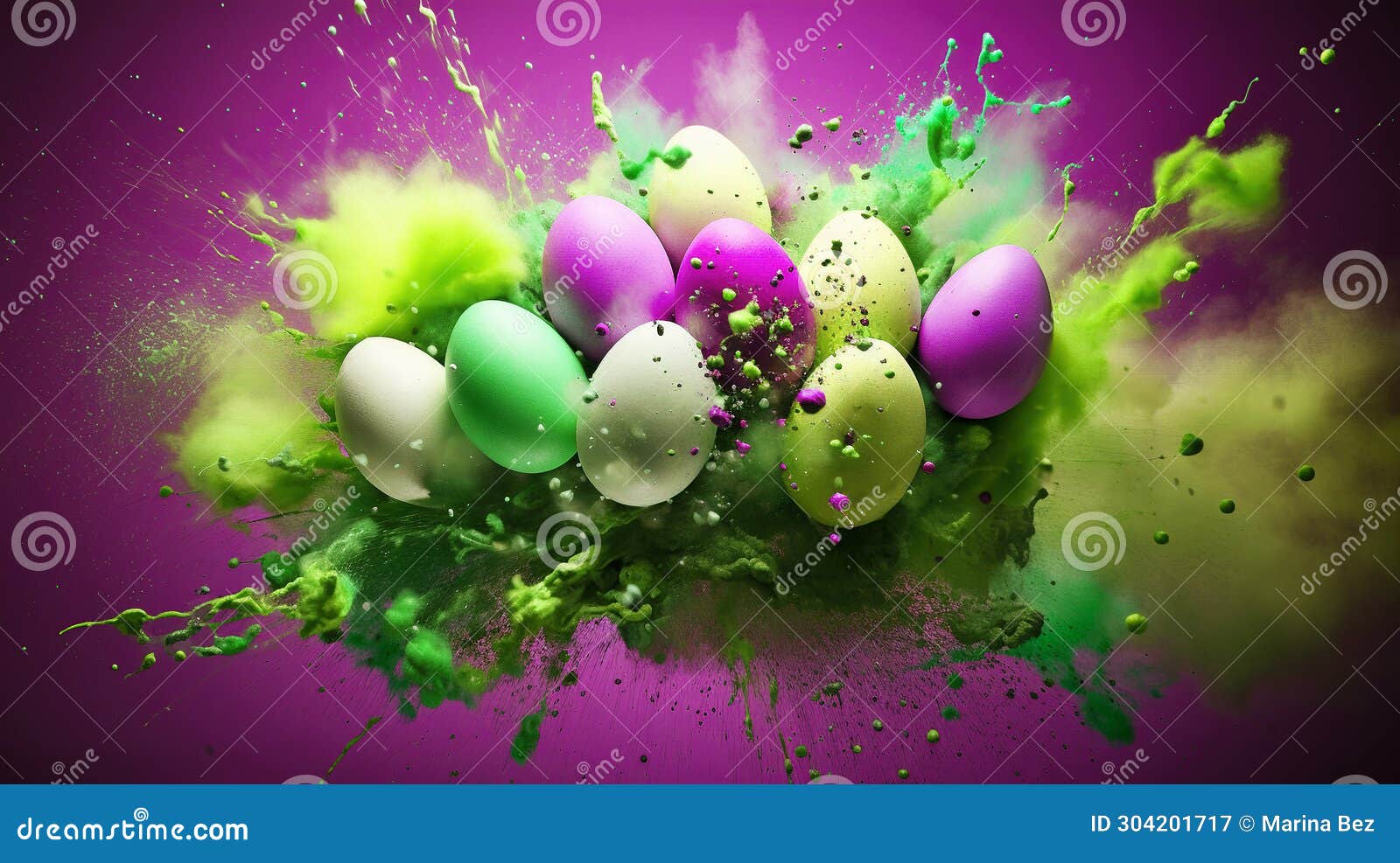 Easter Eggs with Exploding Colorful Powder Stock Image - Image of ...
