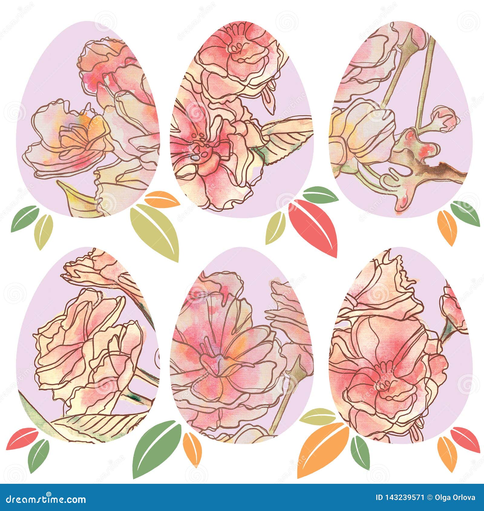 Easter Eggs with Floral Patterns. Stock Illustration - Illustration of bouquet, design: 143239571