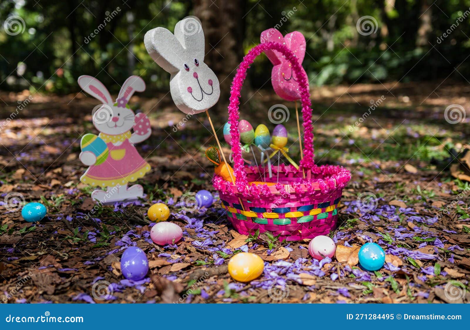 Easter Eggs in the Forest: a Rustic Scene of Easter Decorations in ...