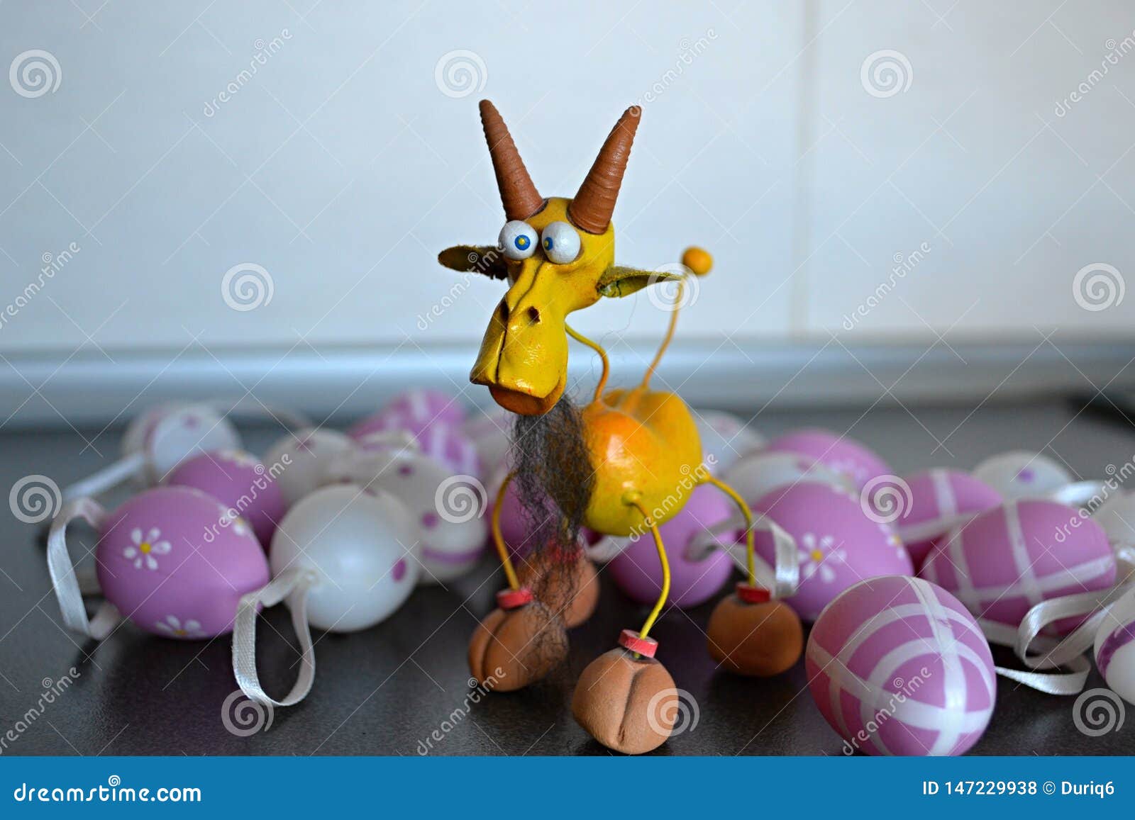 Easter eggs and goat editorial stock photo. Image of hare - 147229938