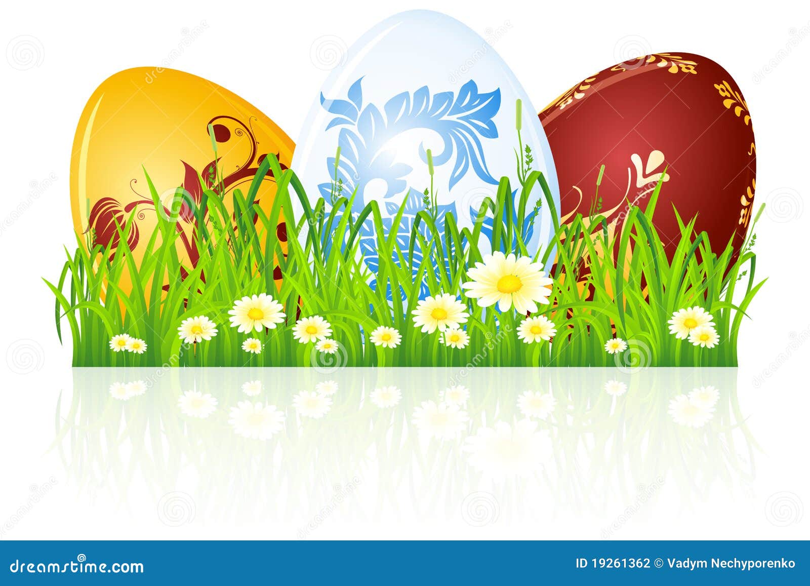 Easter eggs in the grass stock vector. Illustration of color - 19261362