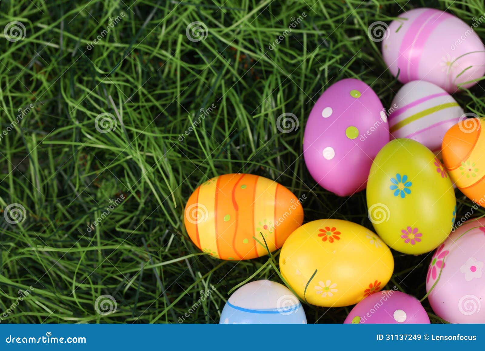 Easter eggs on grass stock image. Image of greetings - 31137249