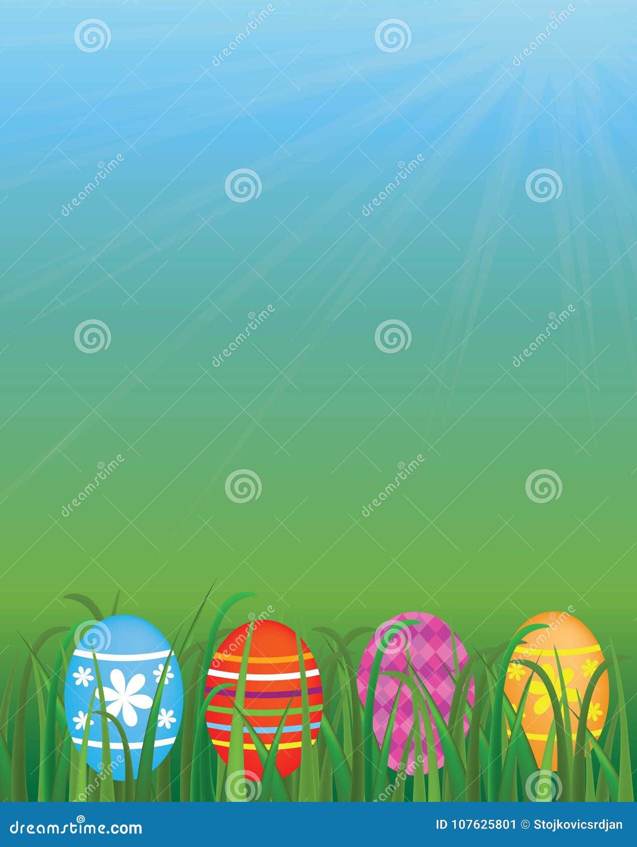 Easter eggs in the grass stock vector. Illustration of happy - 107625801