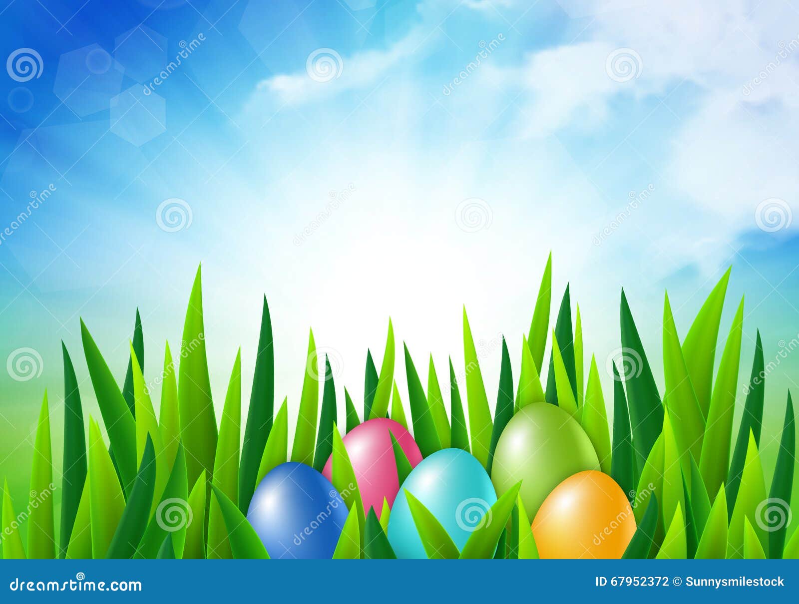 Easter eggs in the grass stock vector. Illustration of pattern - 67952372