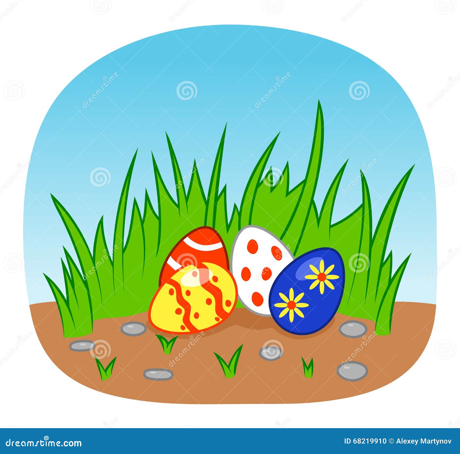 Easter eggs in grass stock vector. Illustration of eggs - 68219910